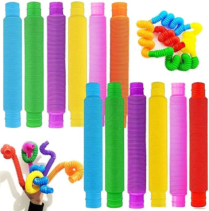 Buy SAVREEN 12 Pack Pop Tubes Sensory Toy, Multicolor Stretch Tube ...
