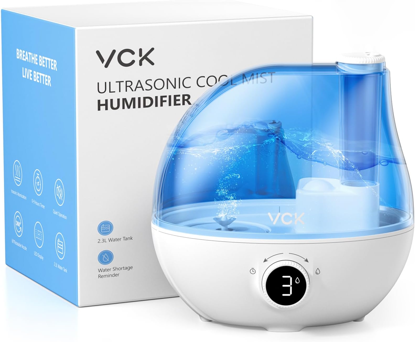 Amazon.com: AquaOasis® Cool Mist Humidifier (2.2L Water Tank) Quiet ...