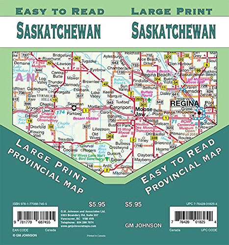 Saskatchewan Large Print Province Map: GM Johnson / Lucidmap ...