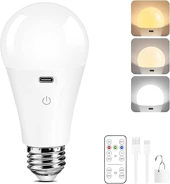 Weaboopre Rechargeable Light Bulbs with Remote Control, Dimmable ...