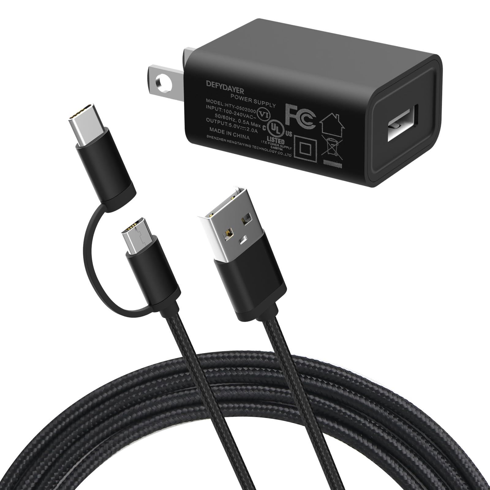 Amazon.com: UL Listed Fast Charger with 6.6ft Braided Cord for All ...