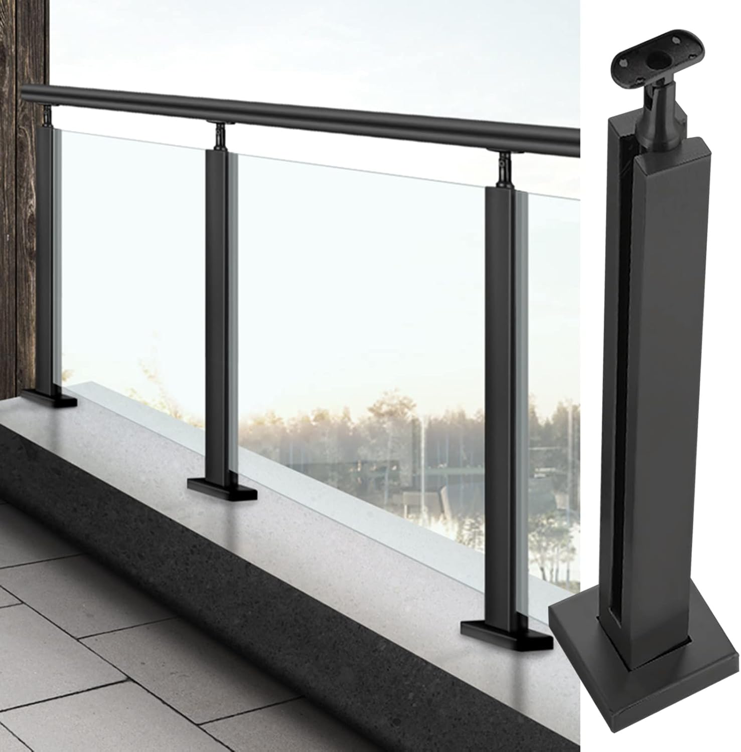 Amazon.com: Glass Railing Post Industrial Style Glass Railing System ...