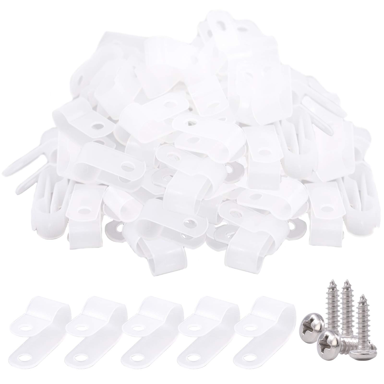 Amazon.com: Glarks 120Pcs 3/8 Inch White Nylon Screw Mounting R-Type ...