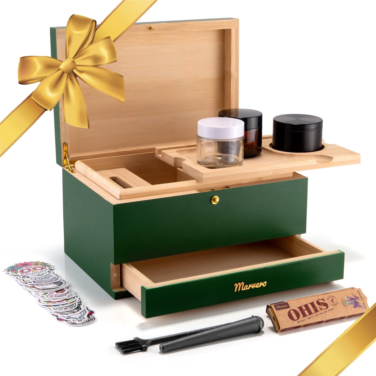 Amazon.com: Bamboo Stash Kit, Storage Box, Bamboo Box with Rolling Tray ...