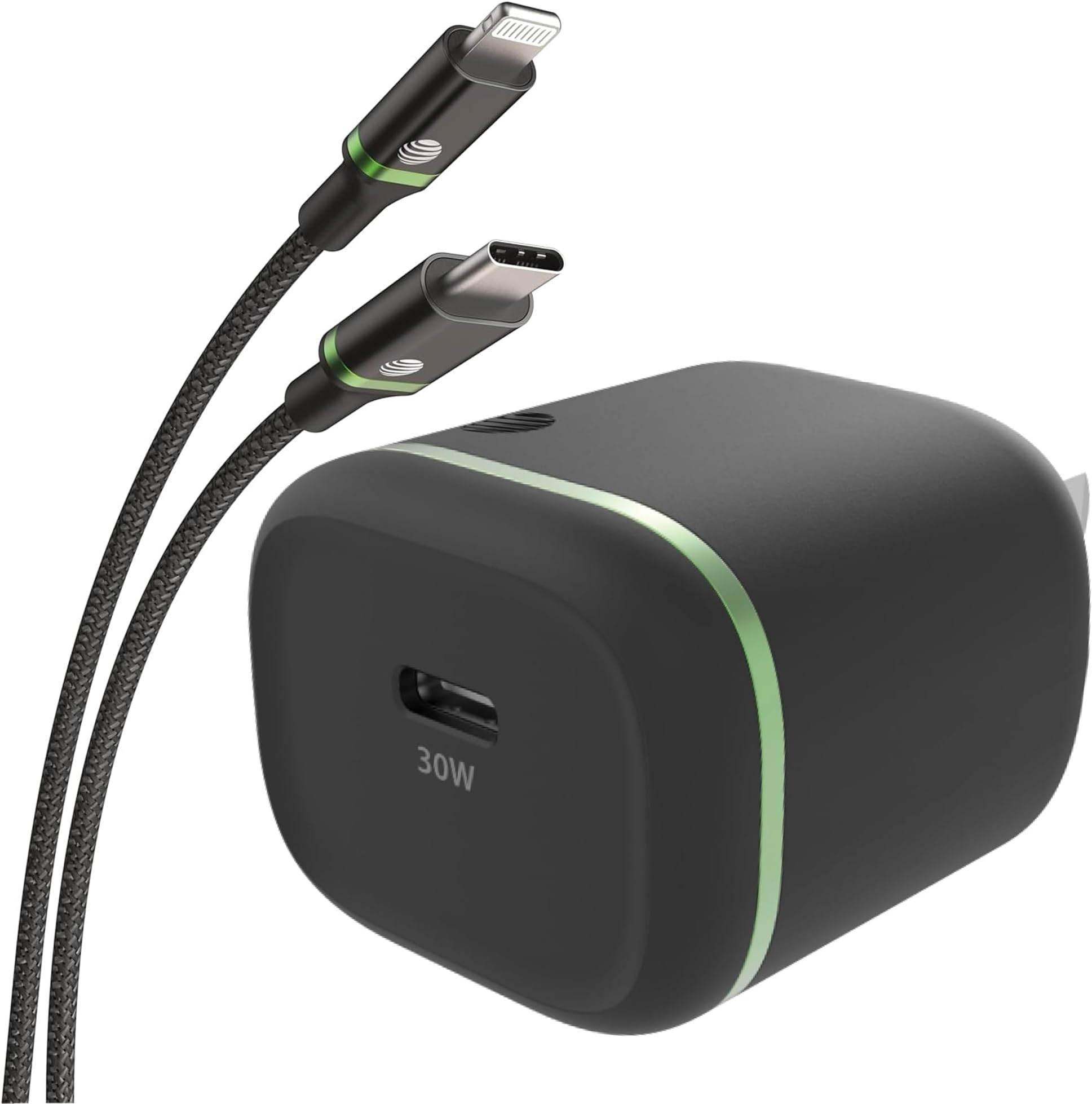 Amazon.com: AT&T Single Port 30W USB-C Fast Charging Power Adapter with 4 ft USB-C to Lightning ...
