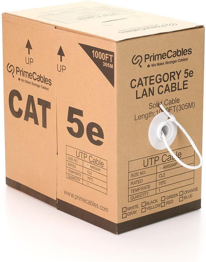 PrimeCables® 1000FT Bulk Ethernet Cable 24AWG Solid CCA *4P Cat5e UTP ...