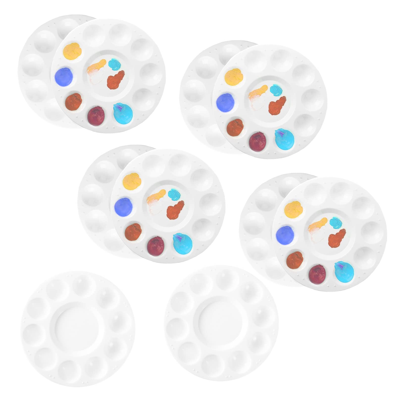 10 Pcs Paint Palette Plastic Round Painting Palettes Paint Mixing ...