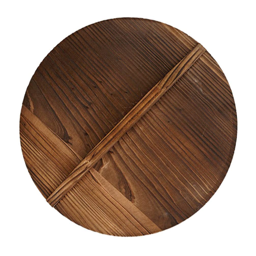 UPKOCH Wood Wok Lid Cover for Cast Iron Wok Natural Wood Pot Lid Pan ...