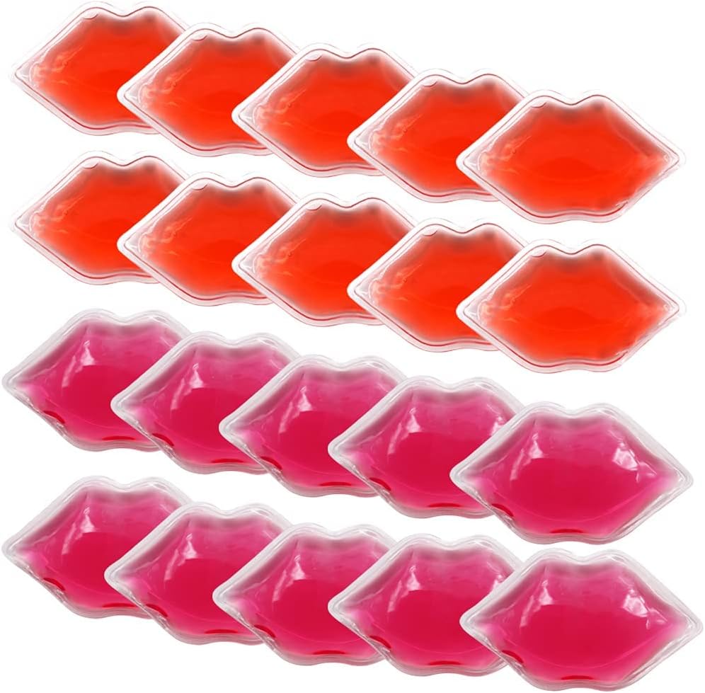 Amazon.com: Lip Ice Pack Bulk - 10 Pink & 10 Red - Reusable Gel Cold ...