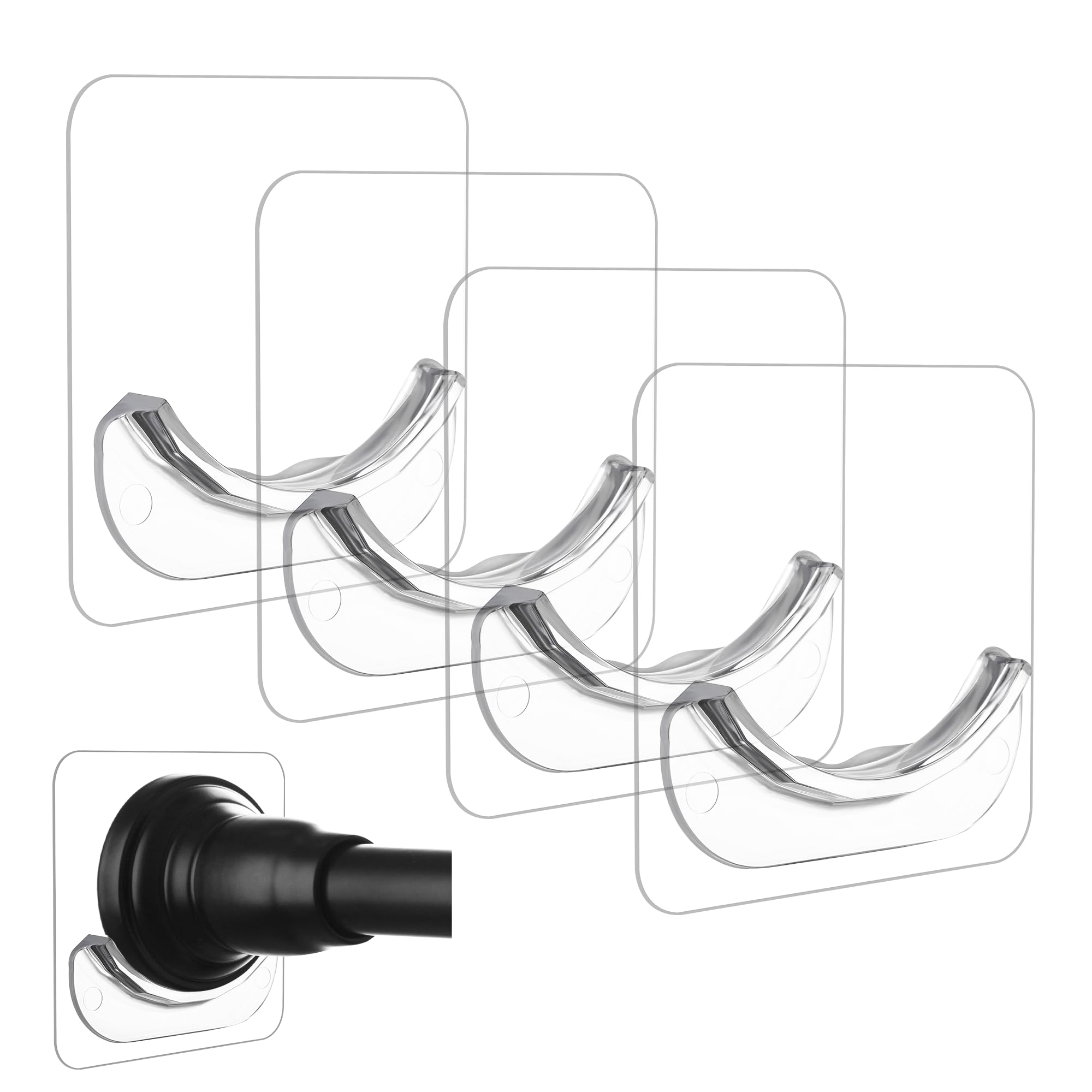 Amazon.com: Amuille 4 pack Adhesive Shower Curtain Rod Holder, Shower ...