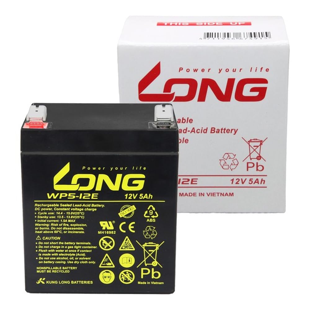 Amazon | ロング (KUNG LONG BATTERIES) 産業用鉛蓄電池 12V 5Ah 高耐久タイプバッテリー WP5-12E ...