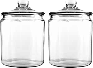 Anchor Hocking Heritage Hill, Half Gallon Glass Jar with Lid, 1/2 Gallon (2 Pack), Clear : Buy ...