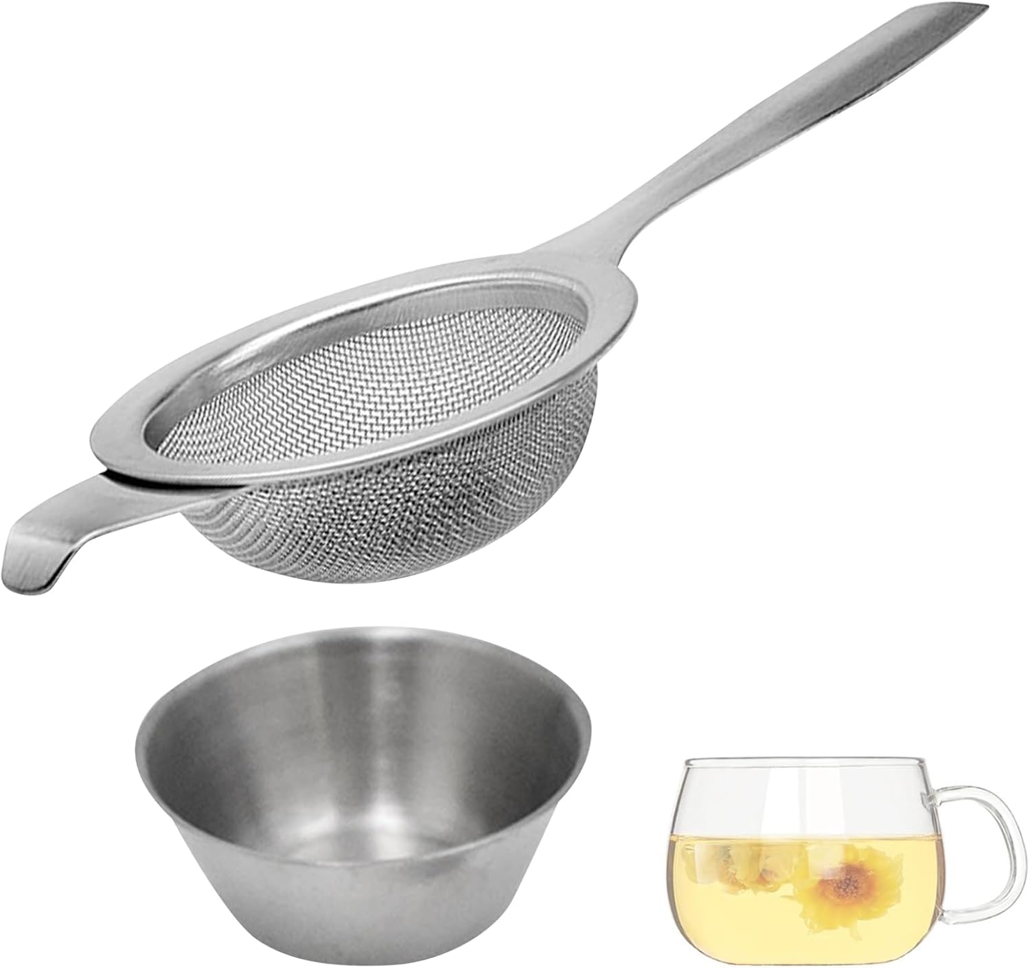 Tea Strainer and Bowl, Stainless Steel Tea Fine Mesh Strainer Tea ...