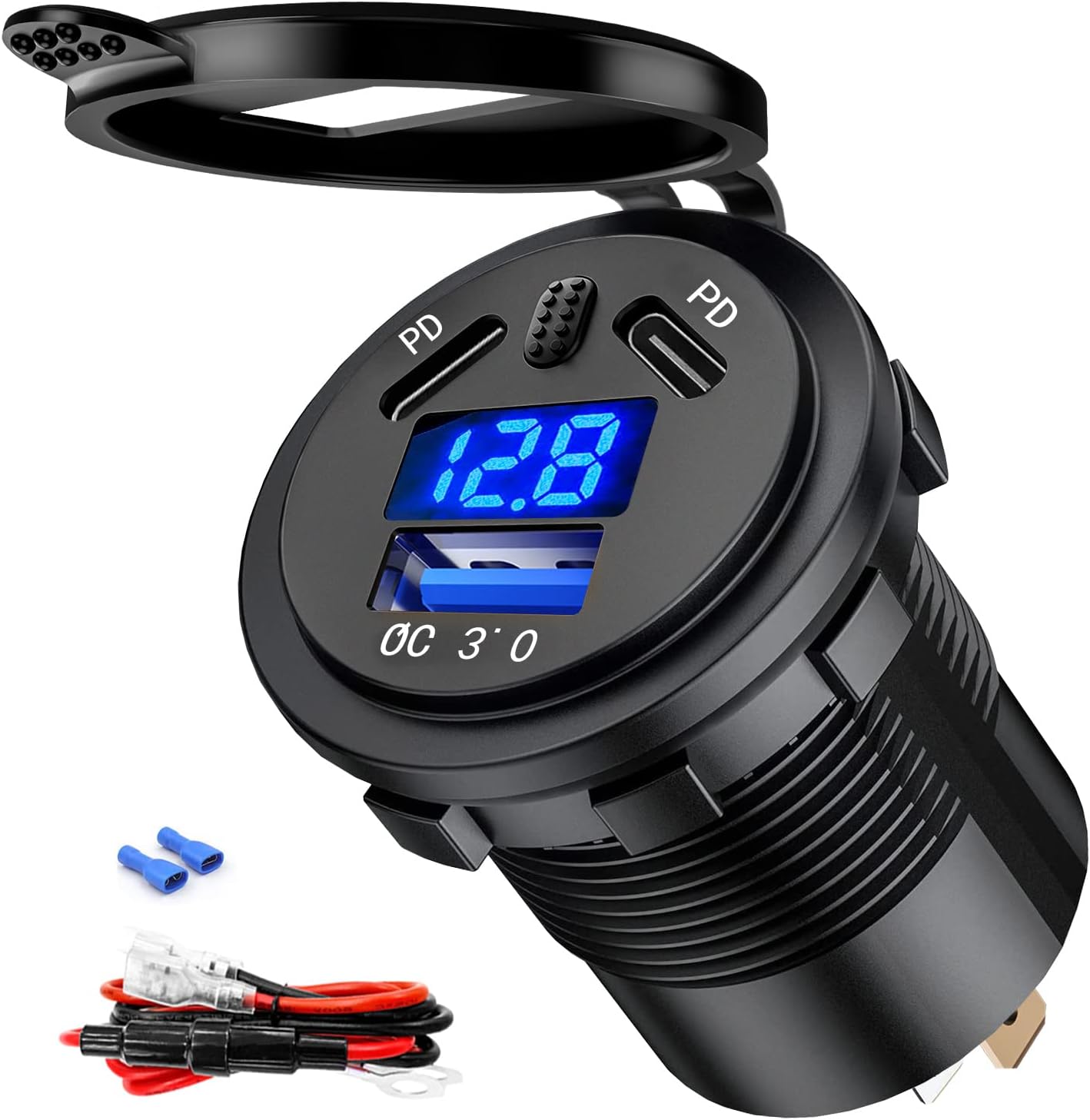 GOBGOD 12V/24V USB C Car Charger Socket USB C Outlet Dual 45W PD Type C ...