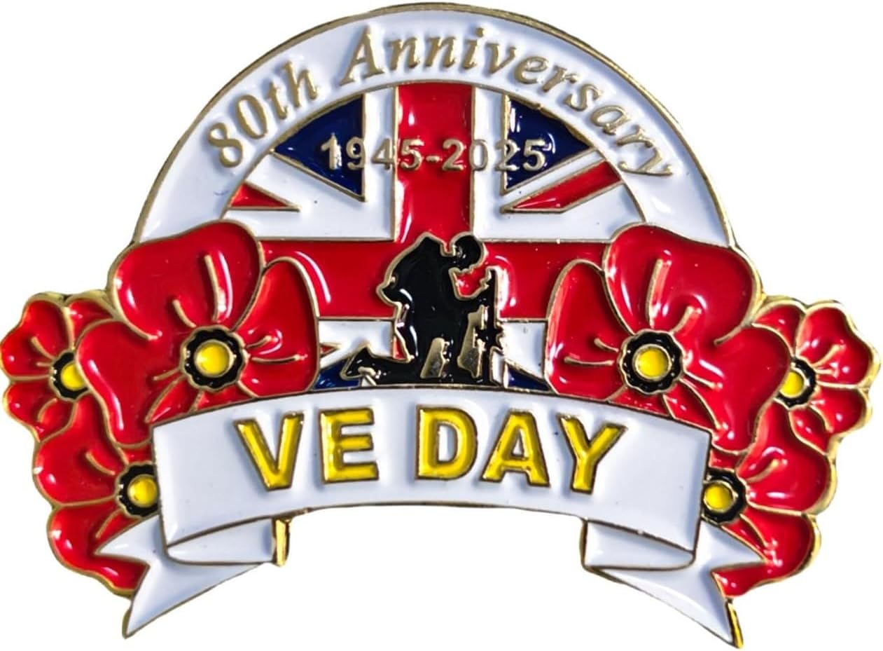 VE Day 2025 80th anniversary Pin Badge Brooch Union Jack Flag ...