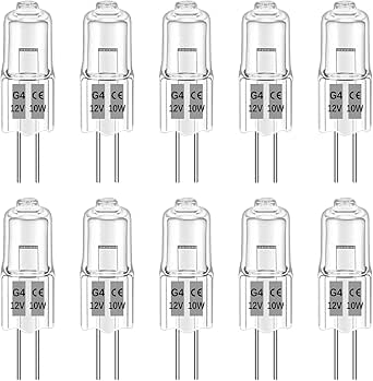 G4 10W Halogen Light Bulbs Dimmable 12V, 2700K Warm White, 150LM, 2 Pin ...