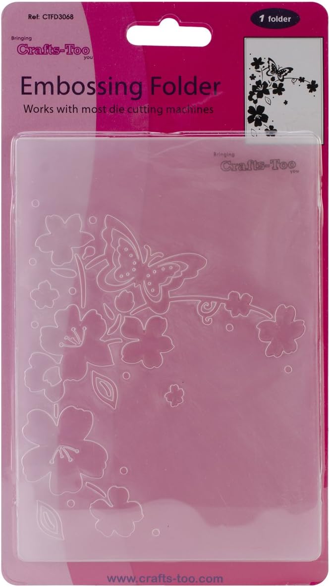 Amazon.com: Crafts-Too Embossing Folder 4"X6"-Flowers/Butterfly : Arts ...