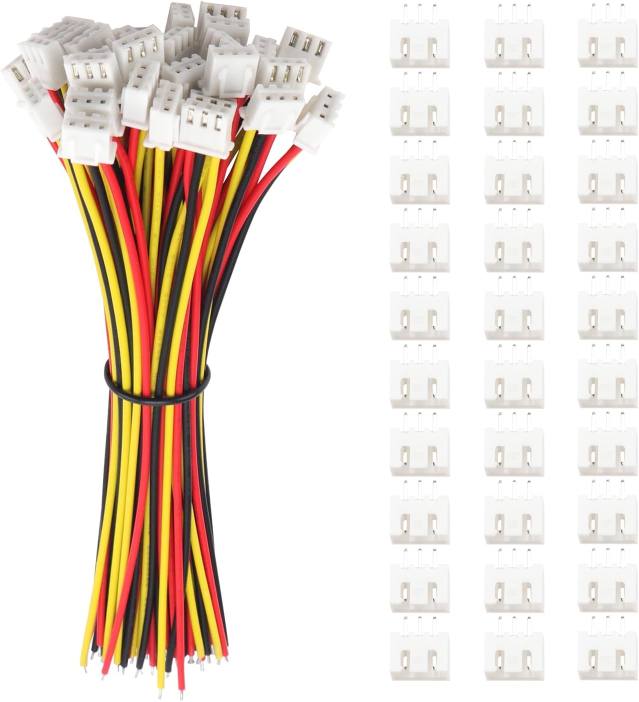 Lyeteung 30 Sets 2.54mm JST-XH Connector, Mini Micro JST XH 3 Pin Connector Plug Male with 150mm ...