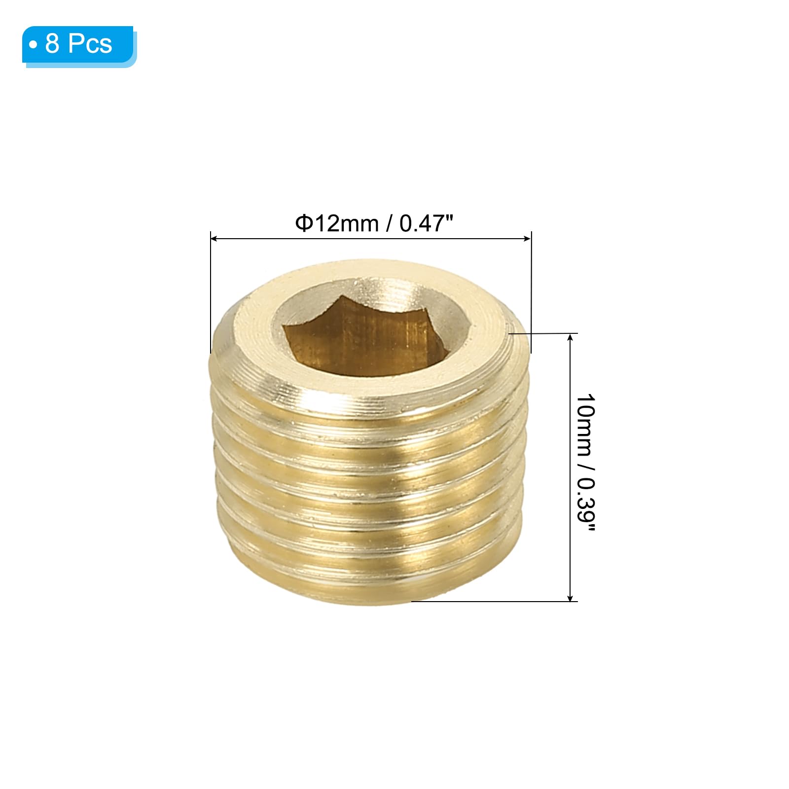 PATIKIL 1/4 inch Male PT Pipe Plug Internal Hex Thread Socket, 8 Pack ...