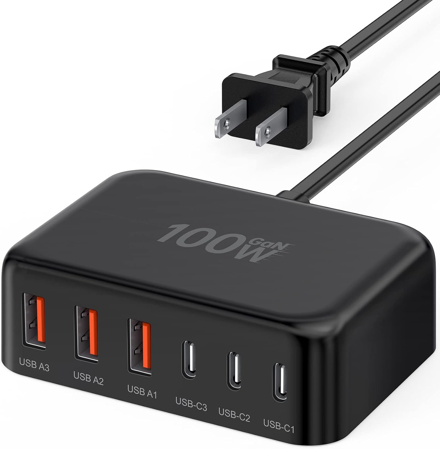 Amazon.com: USB C Fast Charger, 100W GaN 6 Port Type USB C Charging ...