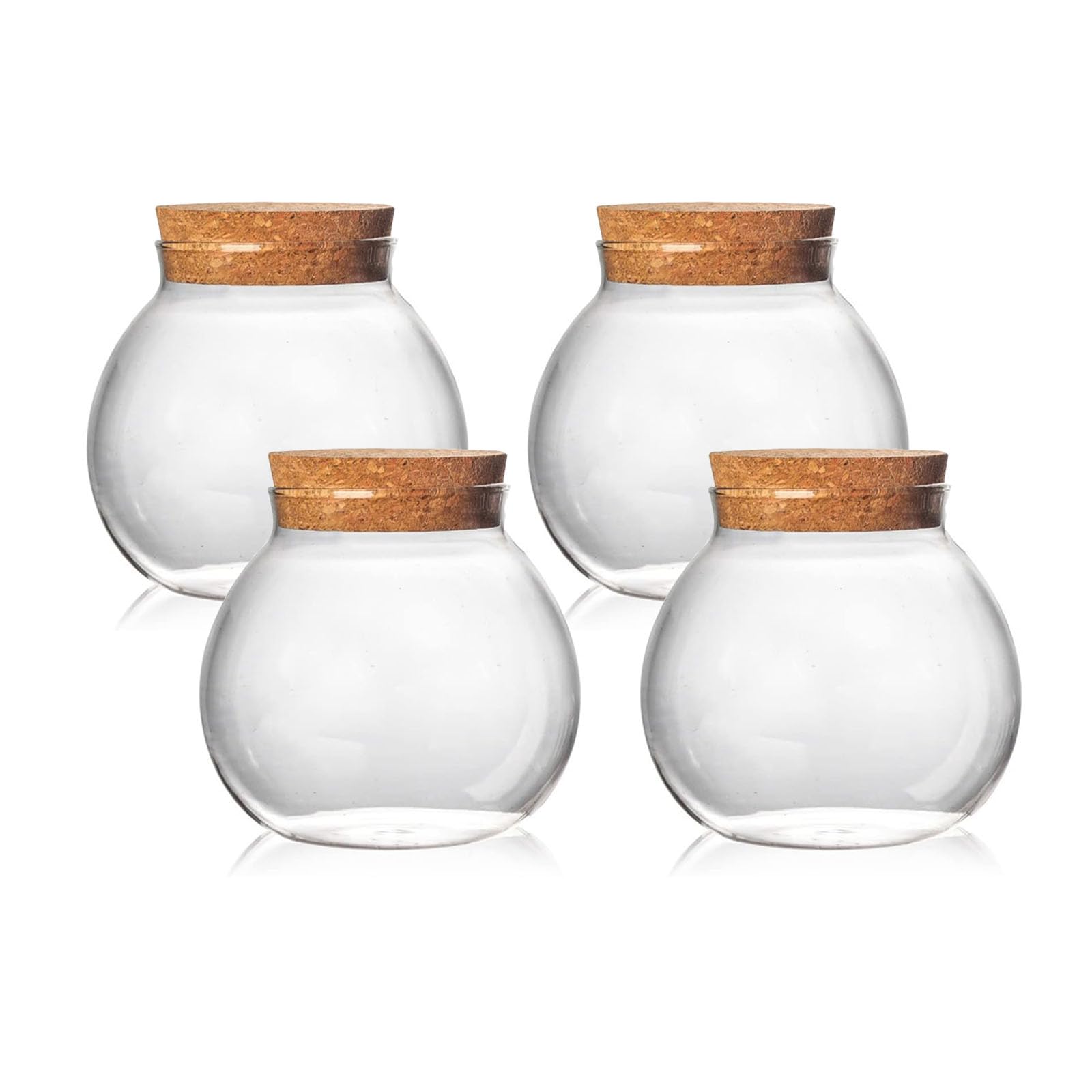 Amazon.com: Set of 4 round glass jars with cork lid – 17oz wedding ...