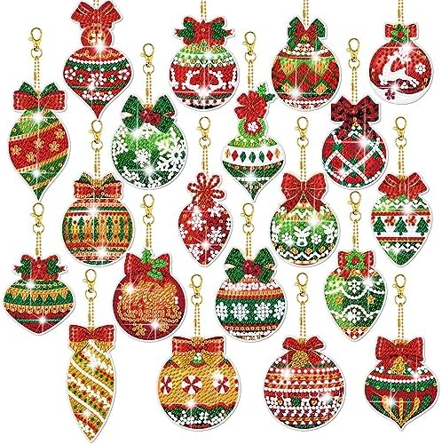 Amazon.com: Tondiamo 20 Pcs Christmas Diamond Painting Keychain Kits 5D ...