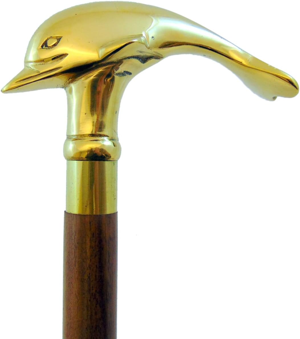 Amazon.com: Dolphin Cane 36 Inches Long Wood Cane with 6 Inch Polished ...