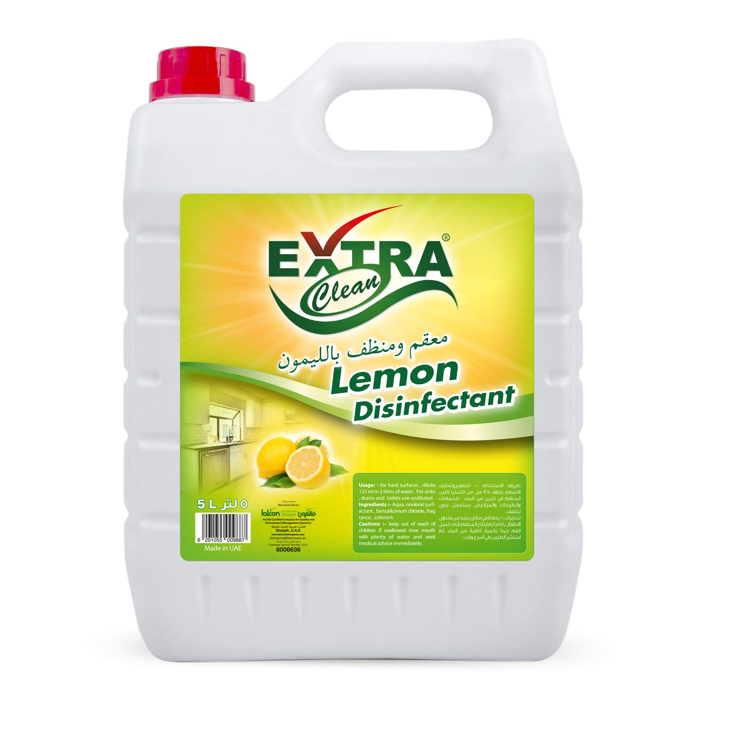 Buy FALCON PACK Extra Clean Disinfectant lemon, 5 liters Online at ...
