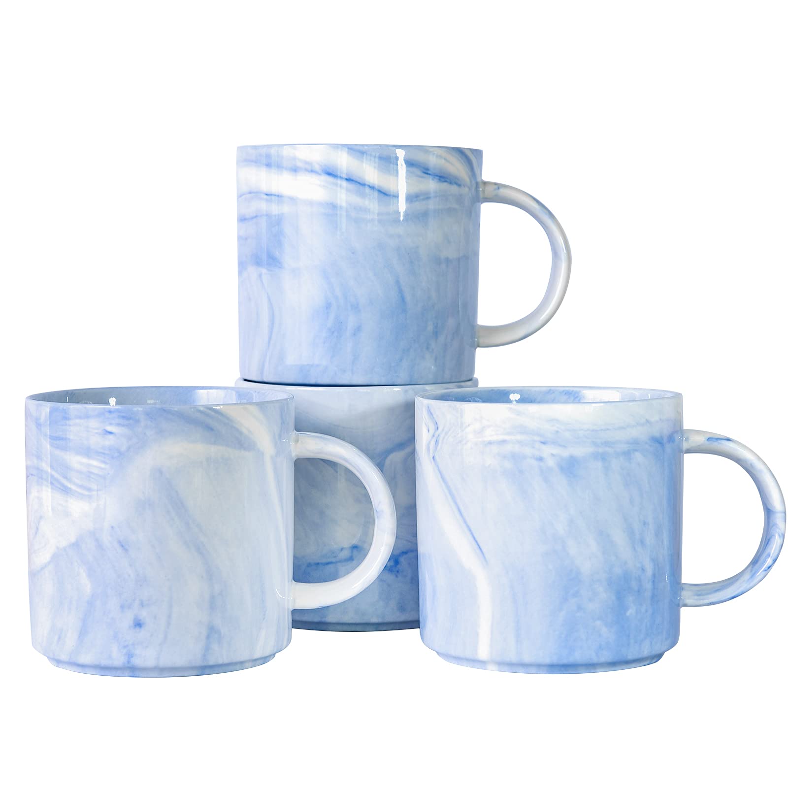 Amazon.com: Yundu 12oz Blue Marble Ceramics Coffee Mug Set of 4 ...