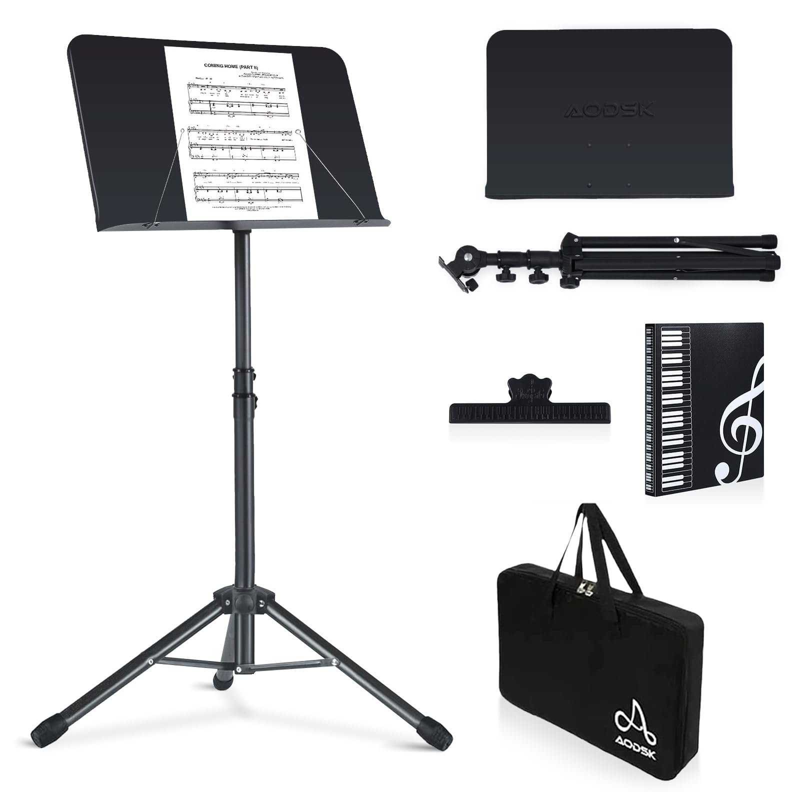 Snapklik.com : AODSK Sheet Music Stand,5 In 1 Dual-Use Folding Sheet ...
