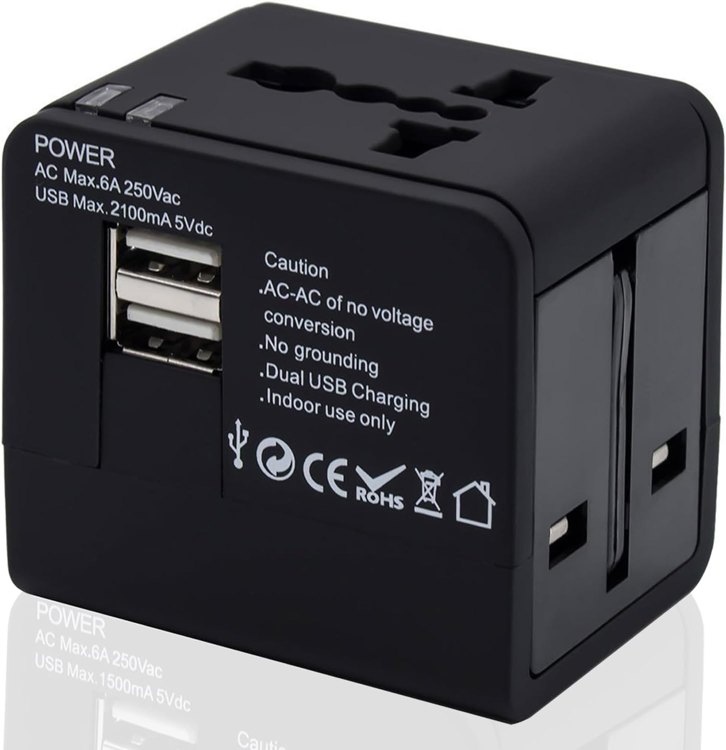 Reiseadapter Weltweit, Universal Reisestecker mit 2 USB C und 2 USB A ...