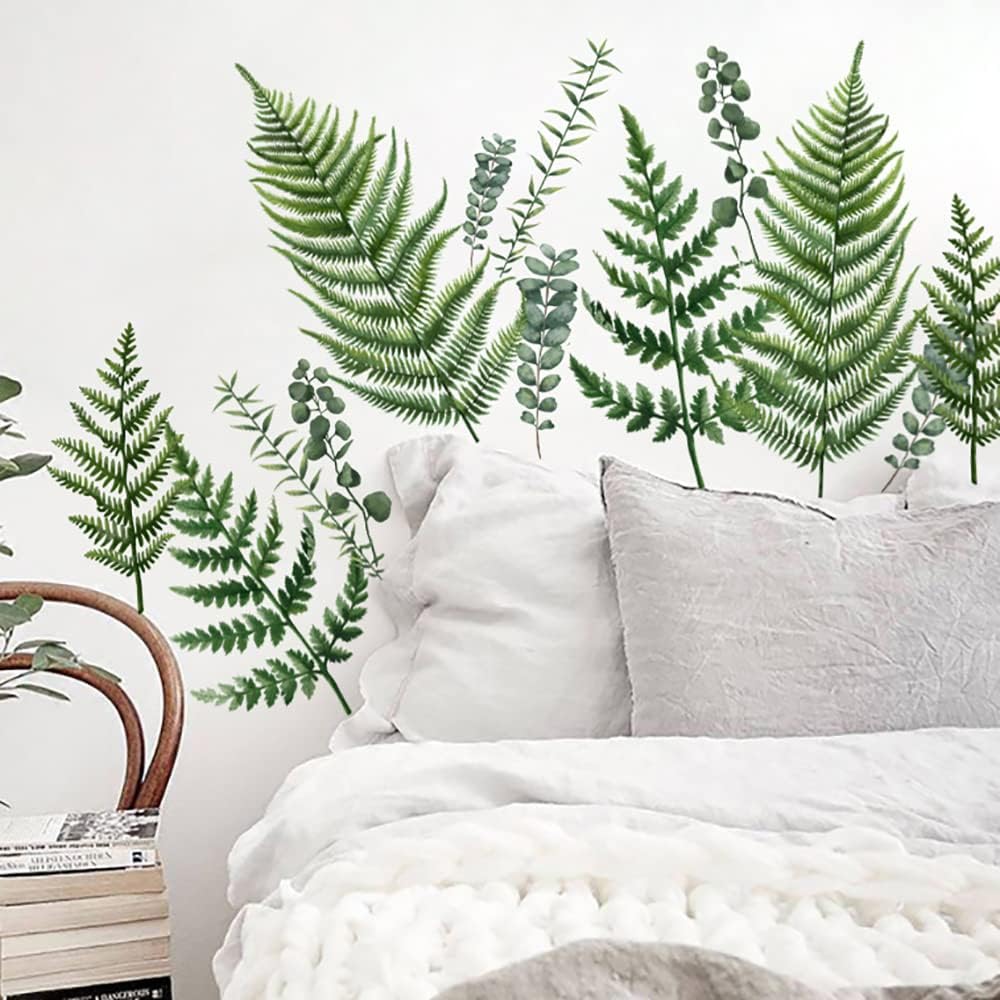 Amazon.com: Runtoo Large Fern Leaves Wall Art Stickers Green Plant Vine ...