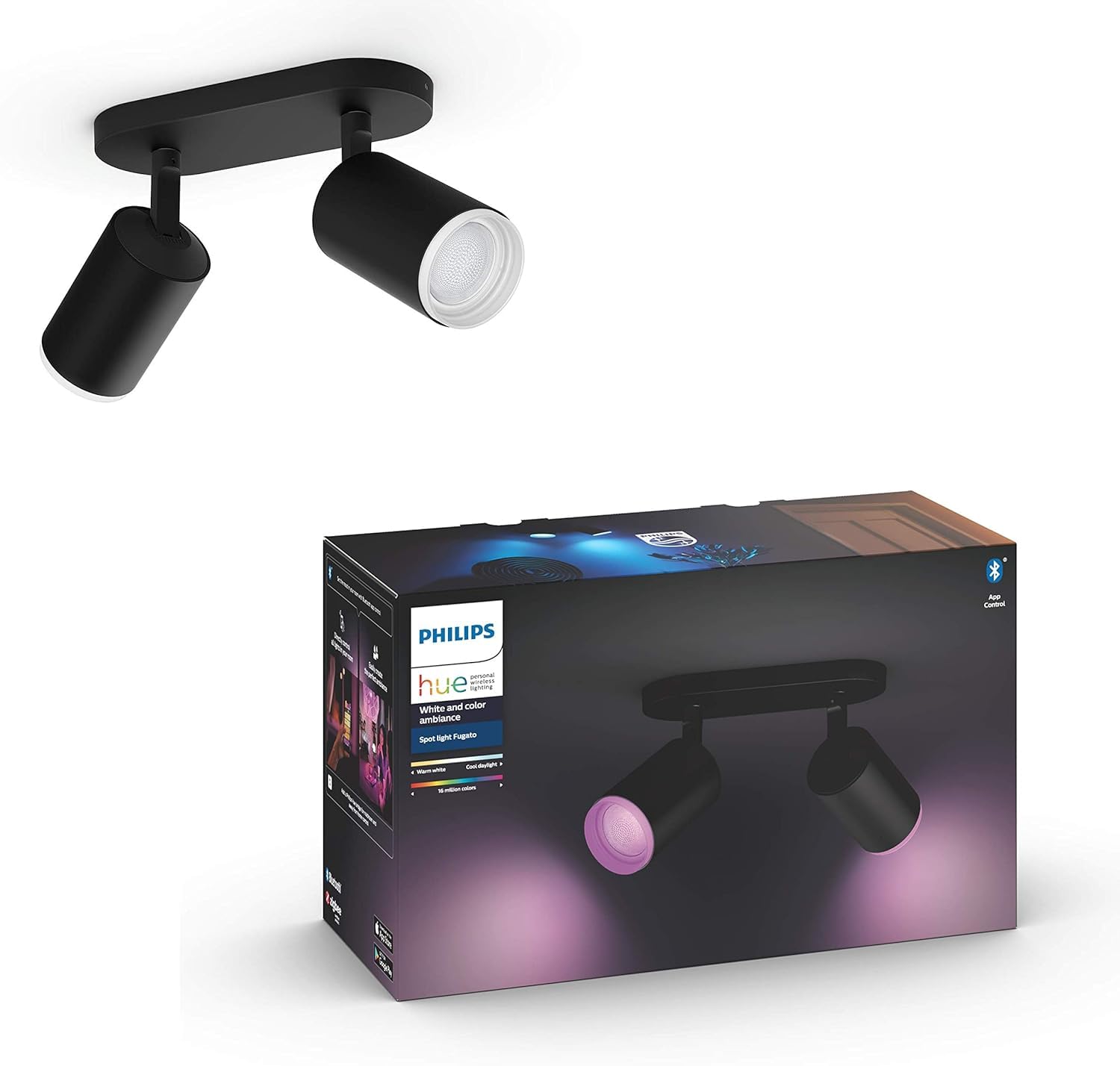 Philips Hue Fugato White and Colour Ambiance Smart Twin Ceiling ...
