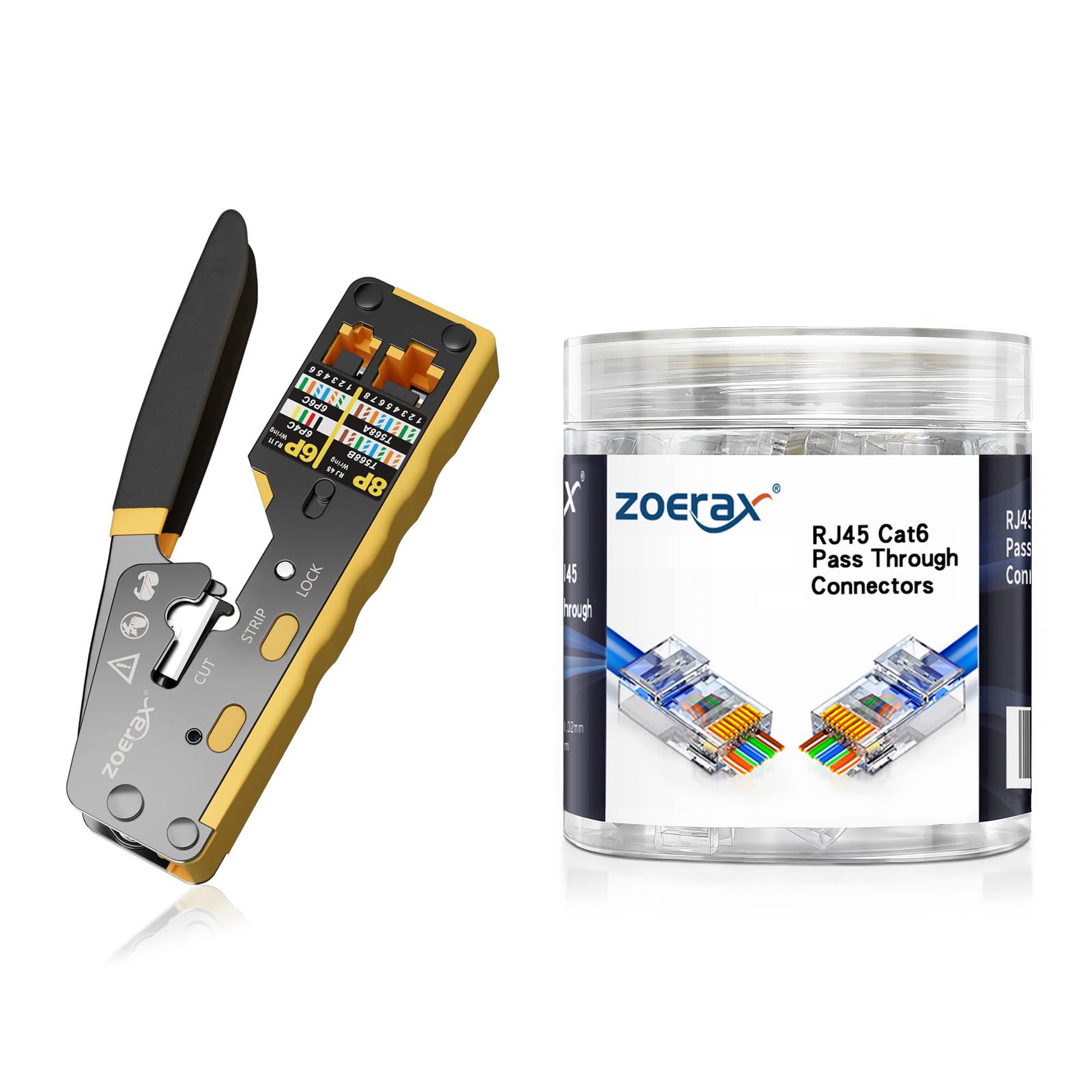 Amazon.com: ZOERAX 100-Pack RJ45 Cat6 Pass Through Connector and RJ45 ...