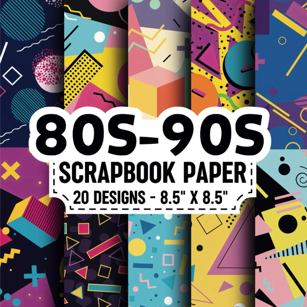 80s 90s Scrapbook Paper: 20 Of Retro 80s 90s Patterns 8.5" x 8.5" for ...