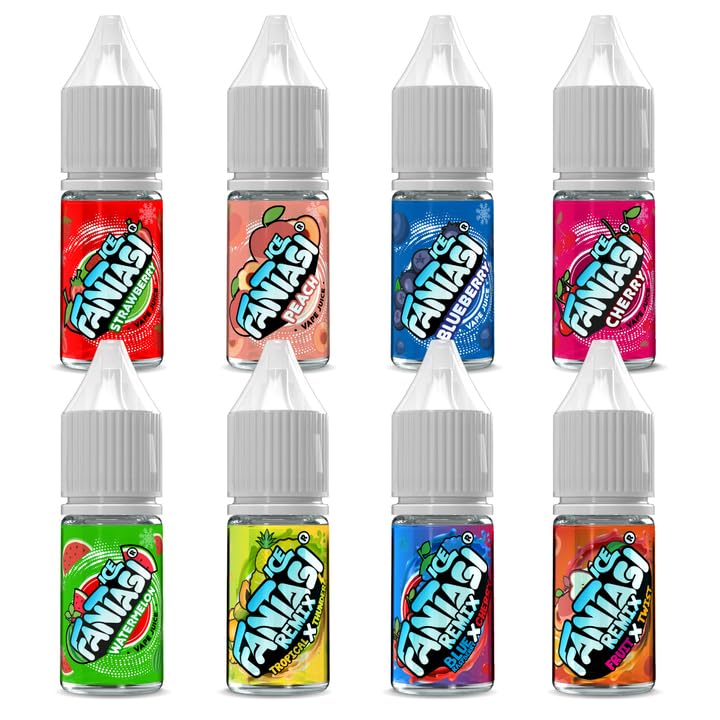 Fantasi Ice Vape Liquid | 8 x 10ml Vape Juice Bundle | No Nicotine 70/ ...