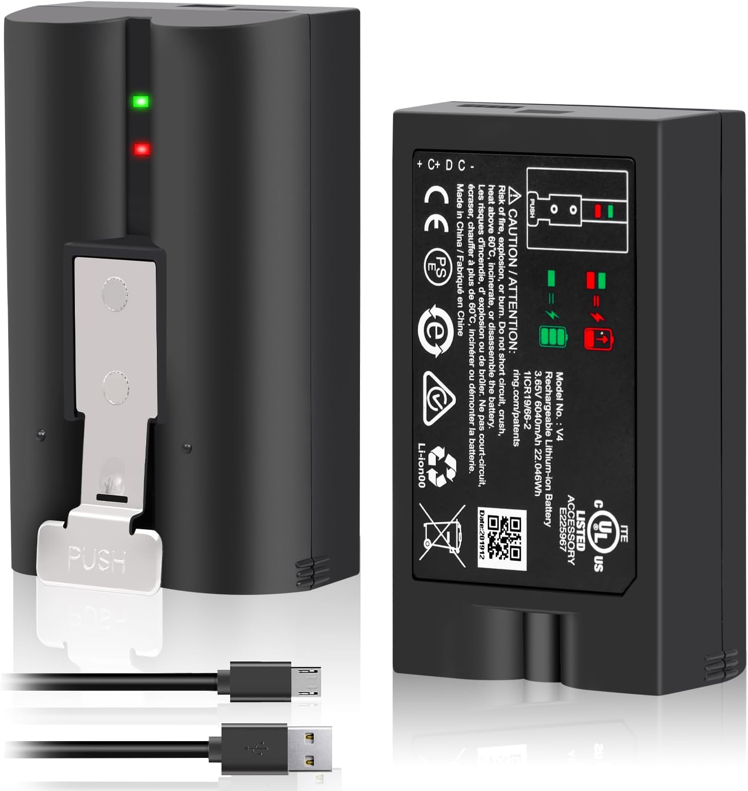 Amazon.com: 1-Pack 6040mAh Replacement Battery for Ring-Doorbell Video ...