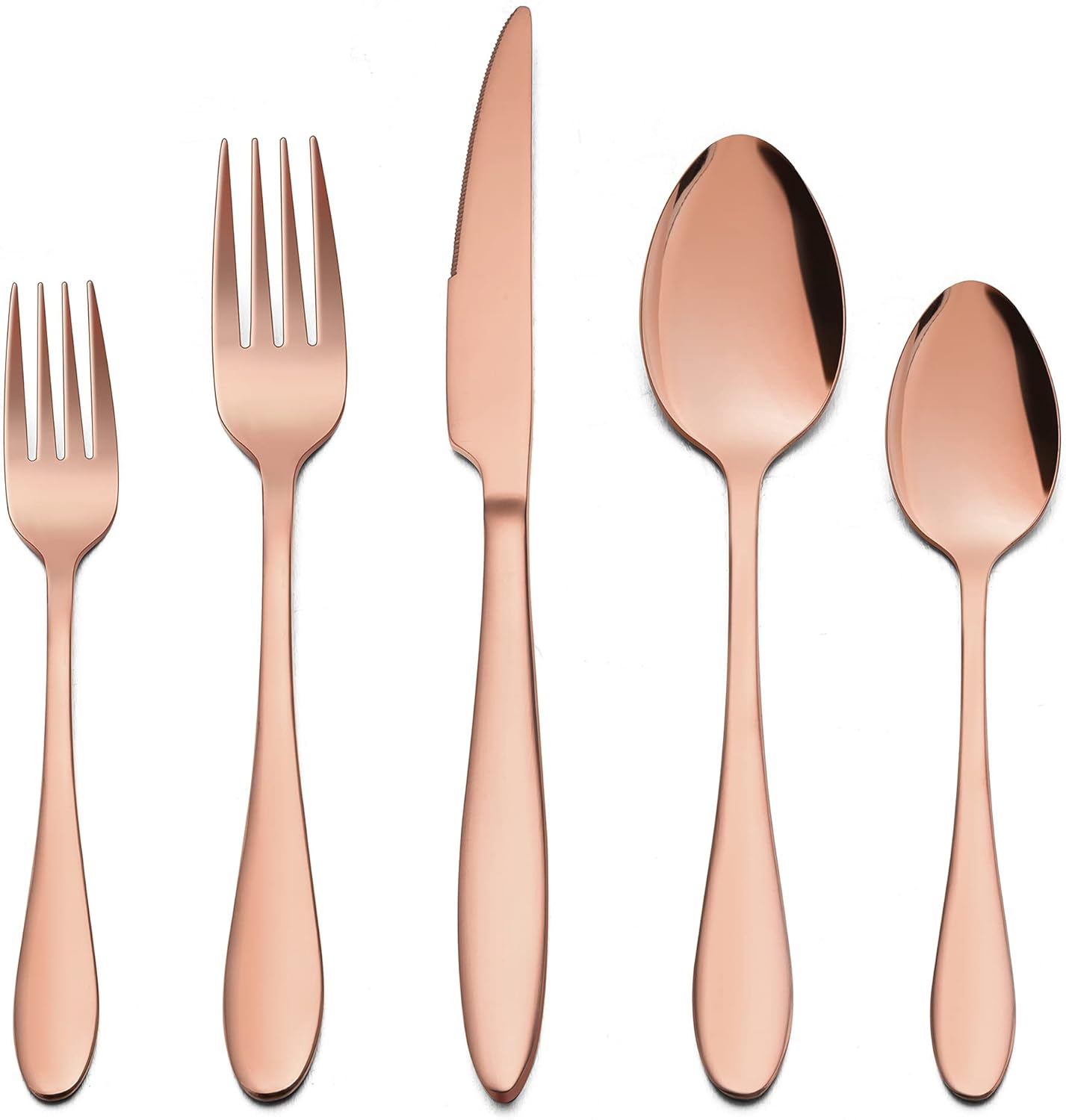 LIANYU 40-Piece Copper Silverware Set for 8, Stainless Steel Flatware ...