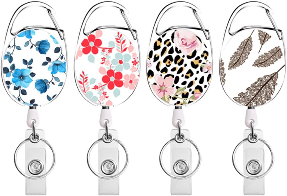 Amazon.com : 4 x Colourful Retractable ID Holders with Clip | Badge ...