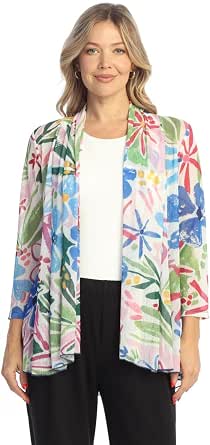 Jess & Jane Crepe Mesh Drape Cardigan - CM3 at Amazon Women’s Clothing ...