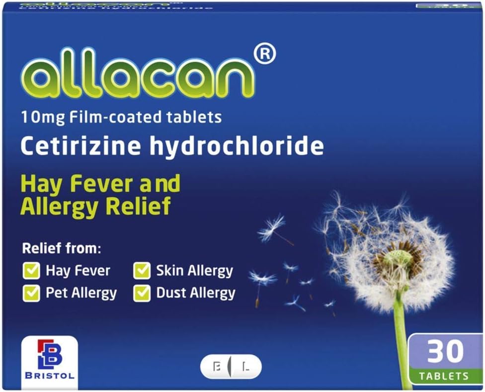Allacan Cetirizine Hayfever Allergy Tablets (30 Tablets x 24 Packs ...