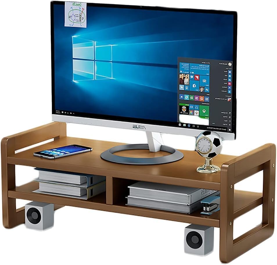 Amazon.com: Catekro 2-Tier Wood Monitor Stand Riser, Ergonomic Computer ...