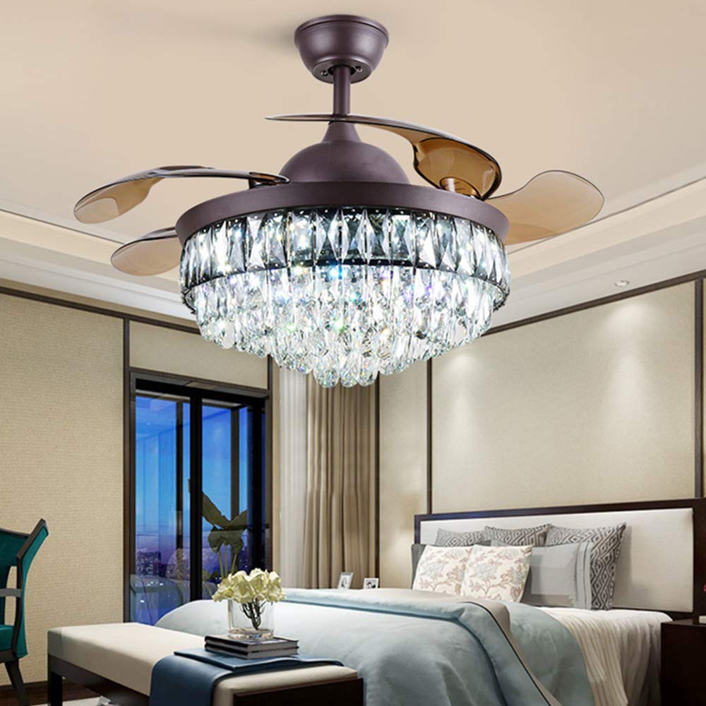 A Million 42 inches Modern Crystal Ceiling Fan with Light Bronze ...