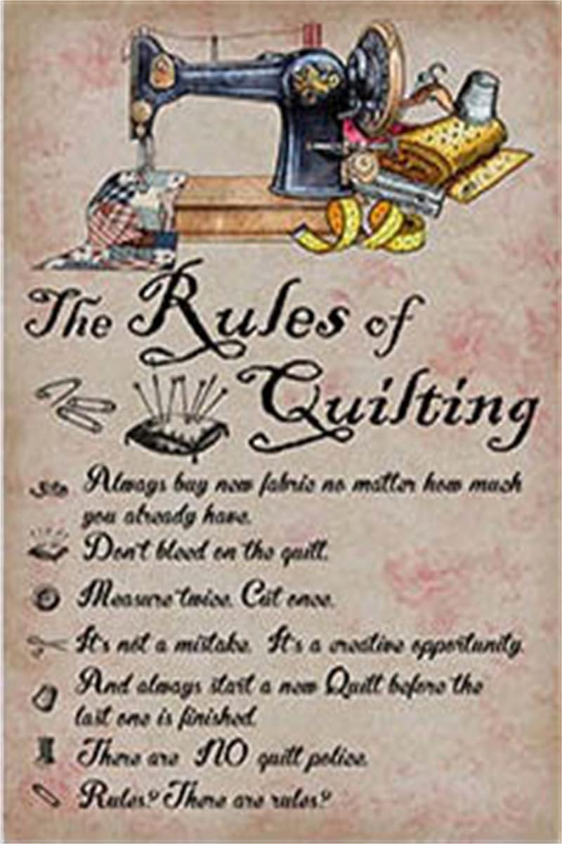 Amazon.com: Sewing Poster The Rules of Quilting Poster,Sewing Print ...