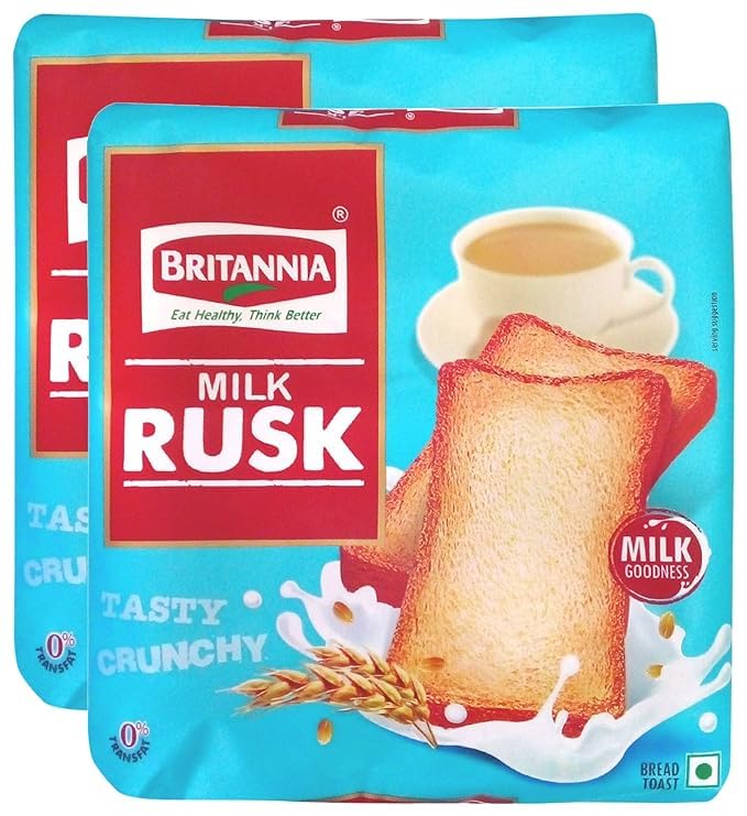 Britannia Toastea Milk Rusk Toast, 200gm X 2 PC (pack of 2) : Amazon.in ...