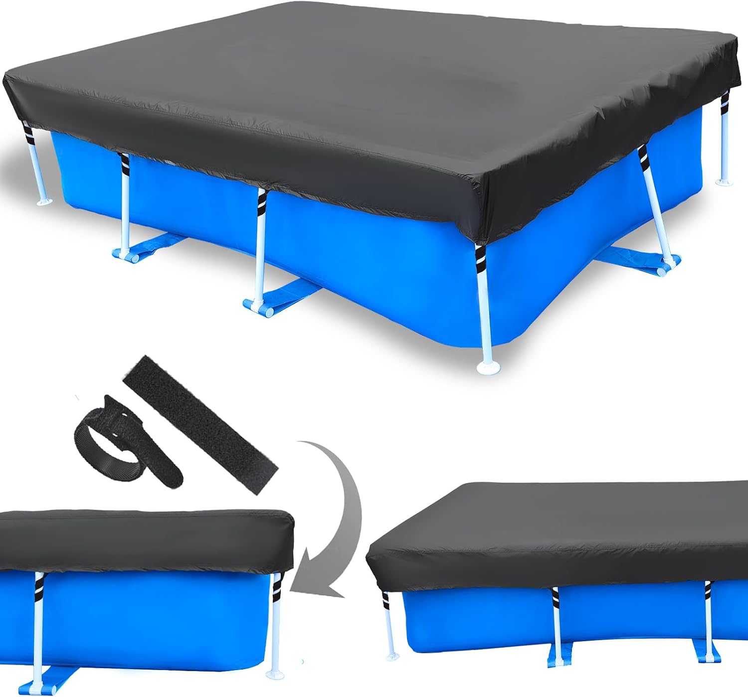 Amazon.com : 10 x 6 Pool Cover Rectangle 118 x 79 in Rectangular Frame ...