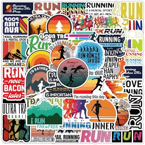 Running Stickers 100 Pcs Vinyl Funny Run Sport Stickers for Laptop ...