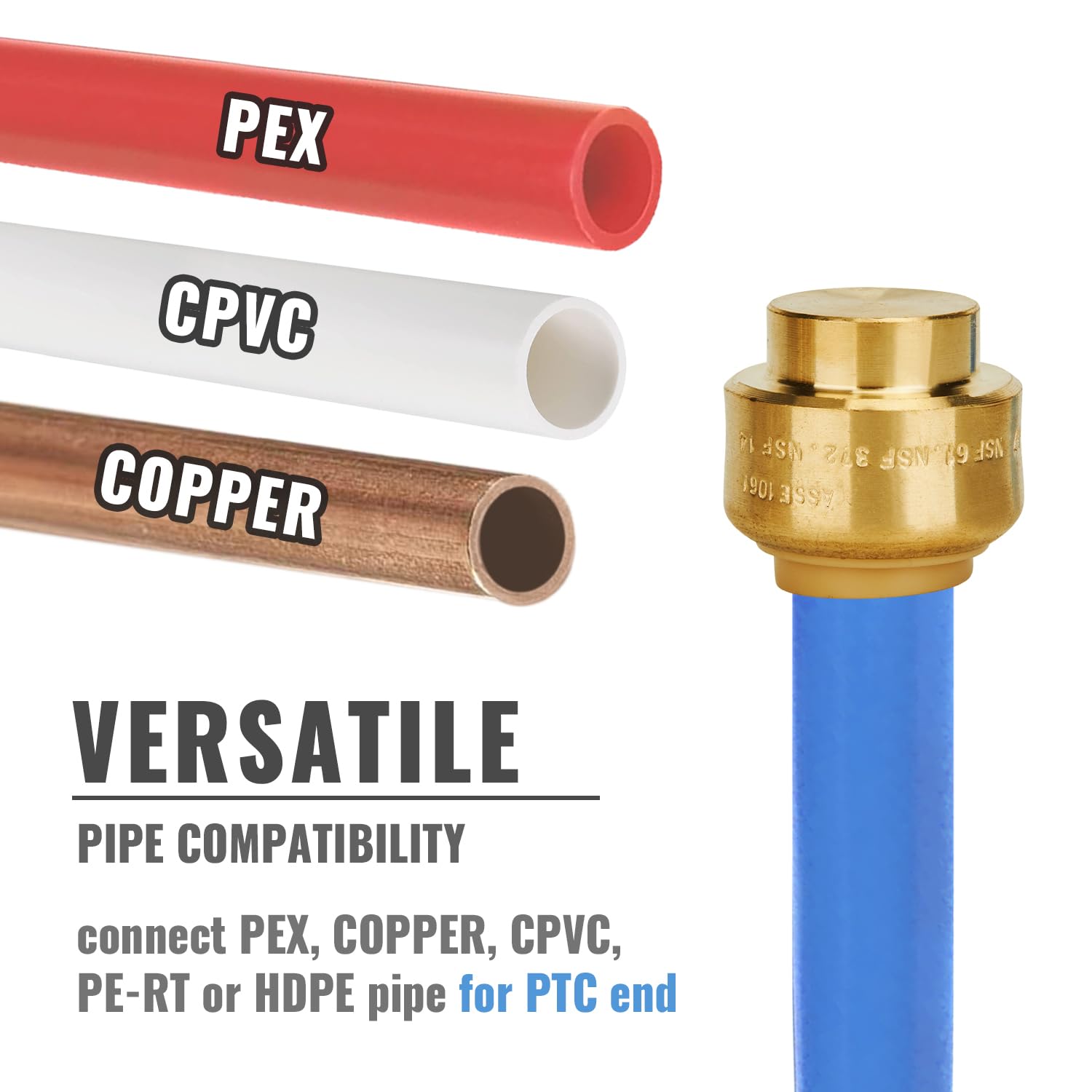 Snapklik.com : SUNGATOR 6-Pack Push Fit PEX End Cap, 1/2-Inch Push-to ...