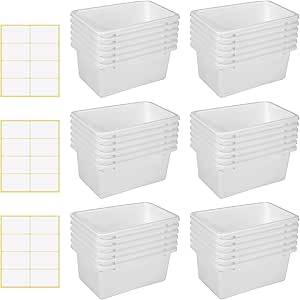 Amazon.com: Outus 36 Pack White Plastic Storage Bins Bulk Cubby Storage ...