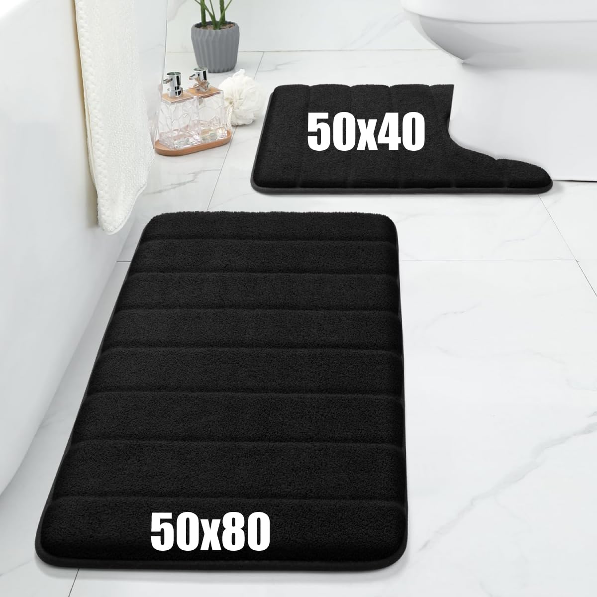 PHP Super Soft Memory Foam Velvet Mat - Modern Design Anti Slip Bath ...